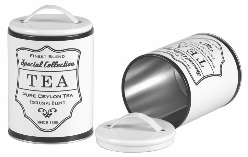 Lata para Chá com Alça Vintage Tea Branca | JC Presentes